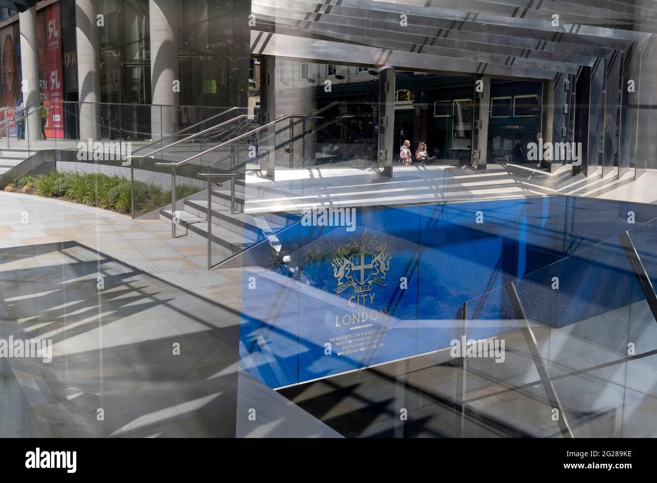 The closed station entrance of Crossrail's Elizabeth Line at Liverpool ...