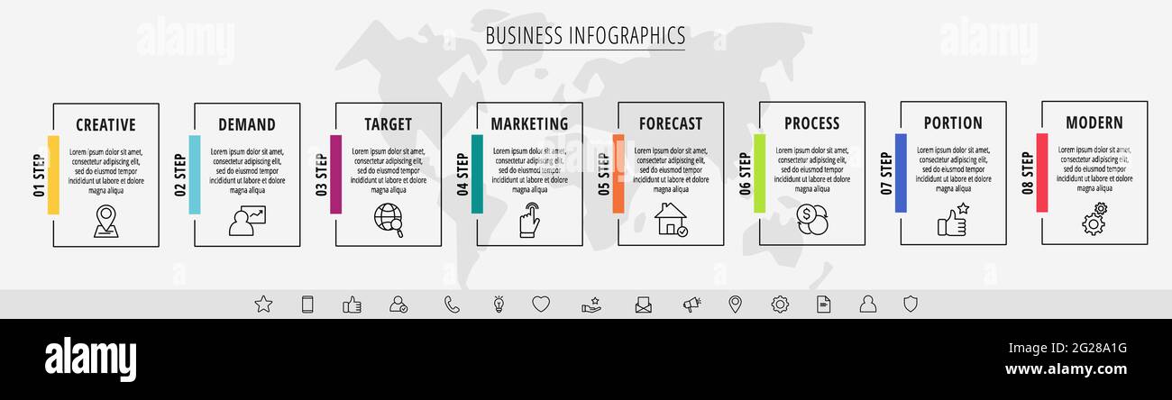 Infographic rectangles with icons. Vector business concept of eight ...