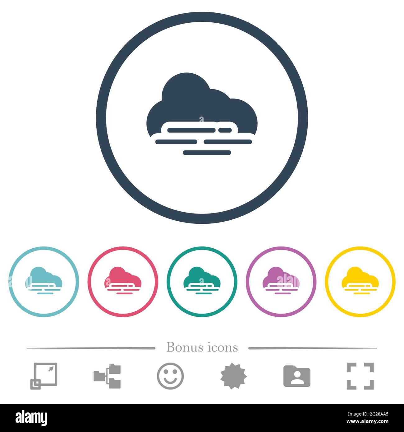 Misty Weather Flat Color Icons In Round Outlines 6 Bonus Icons Included Stock Vector Image