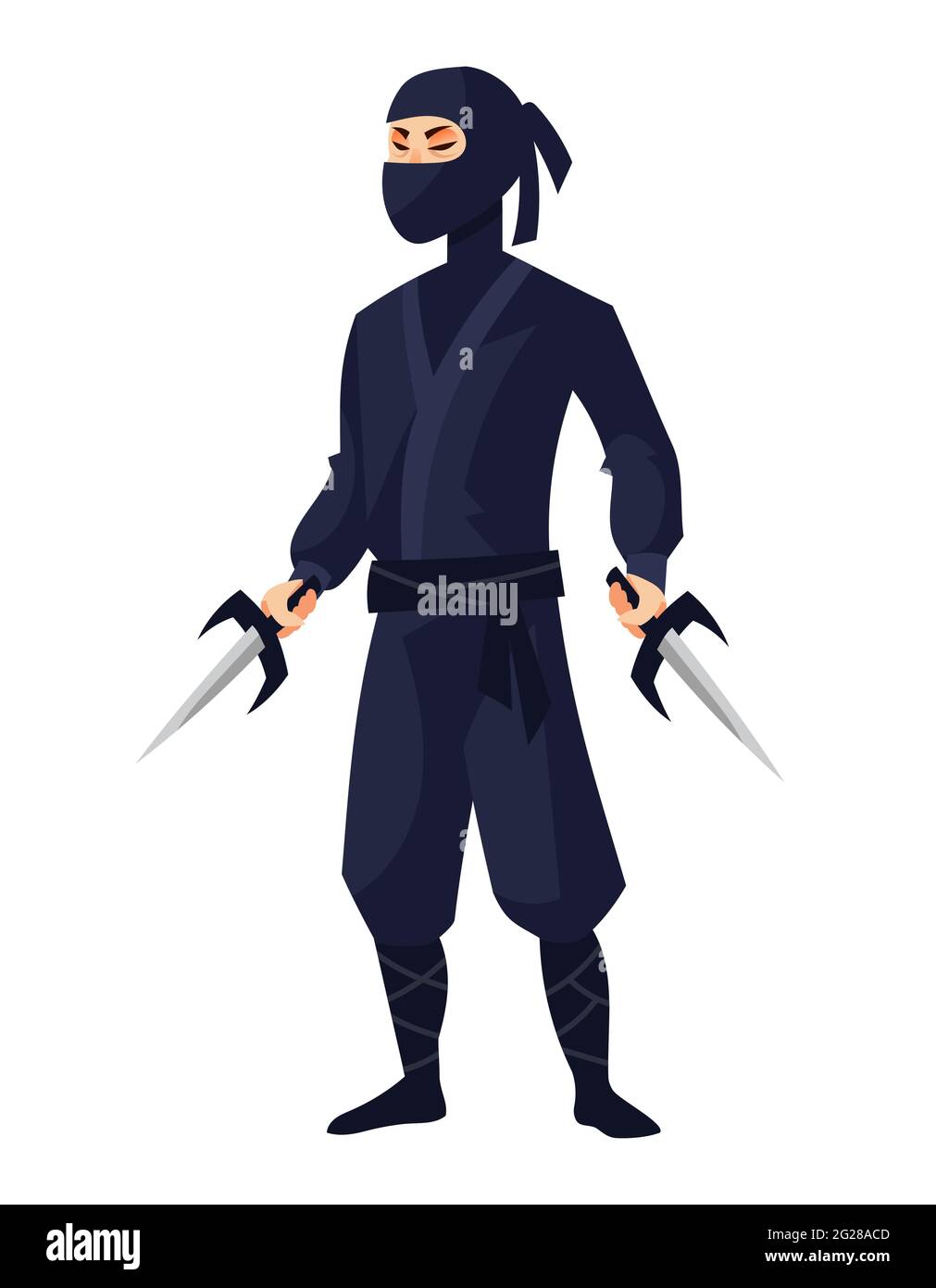 Ninja holding sai. Japan character in cartoon style Stock Vector Image ...