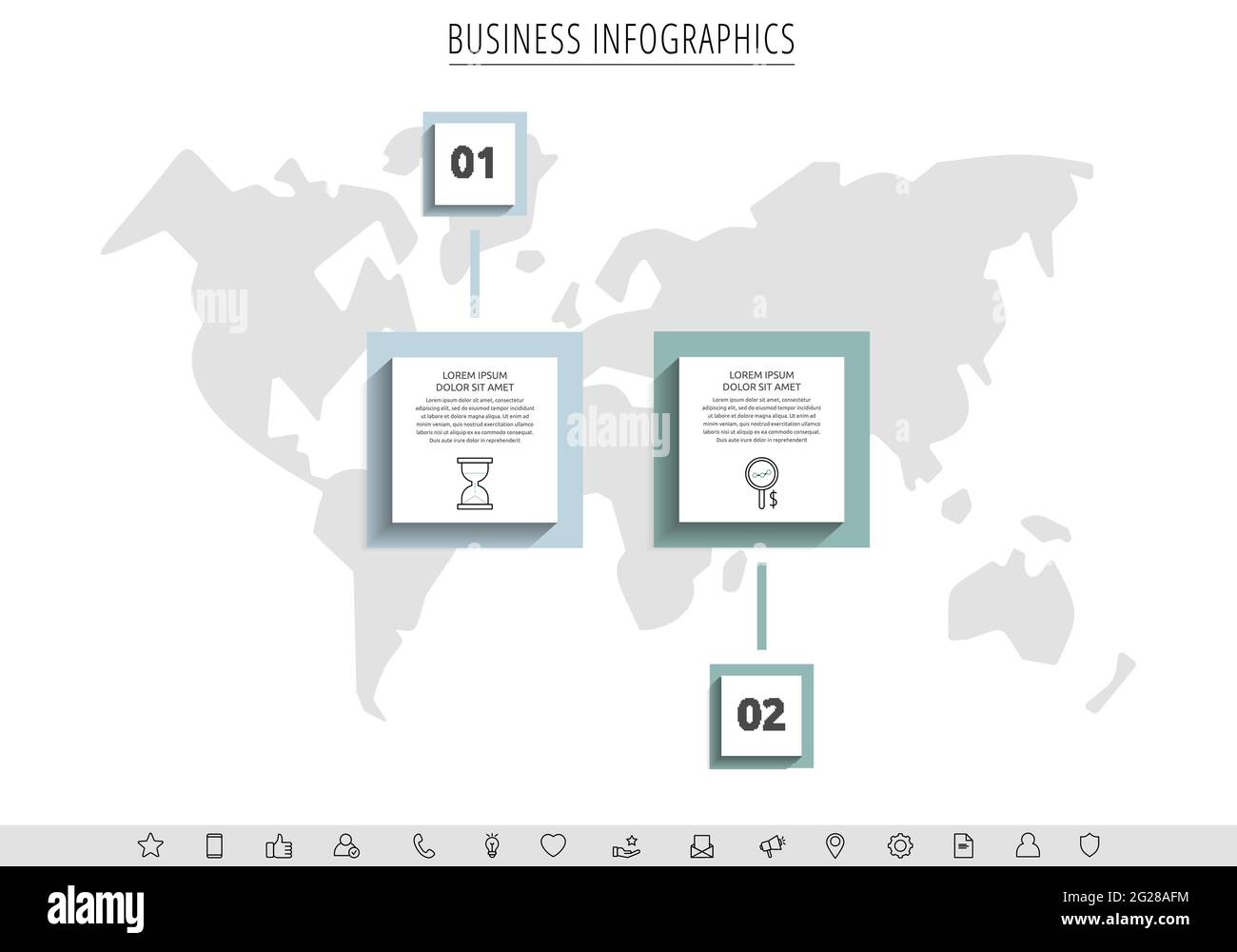 Minimal infographics with two square elements or rectangular frames ...