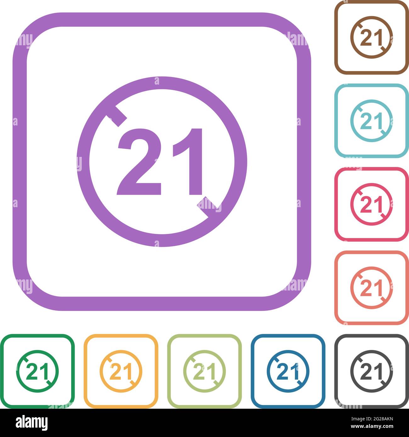 Not allowed under 21 simple icons in color rounded square frames on ...