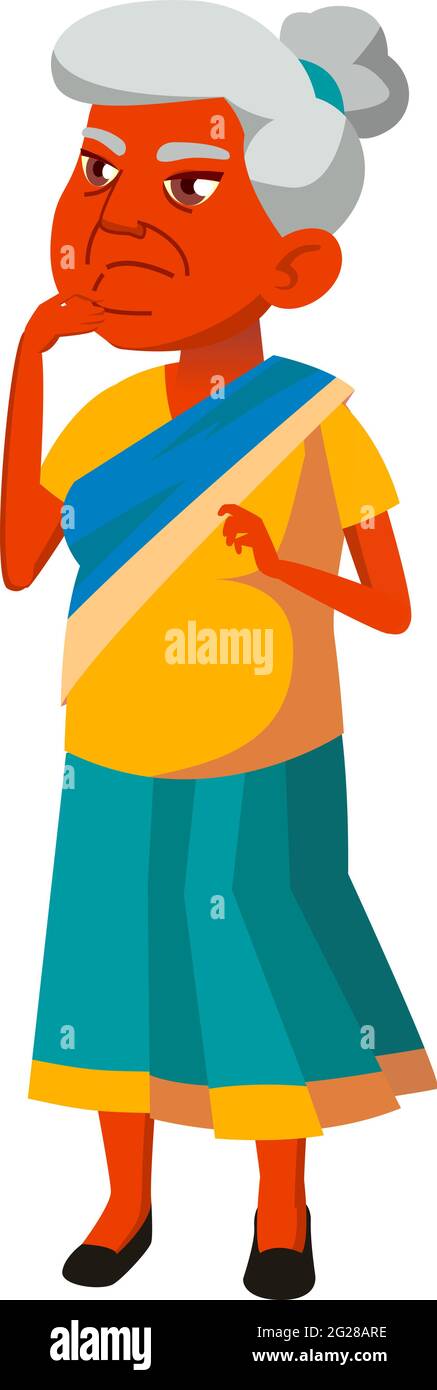 thoughtful old lady think about problem cartoon vector Stock Vector ...