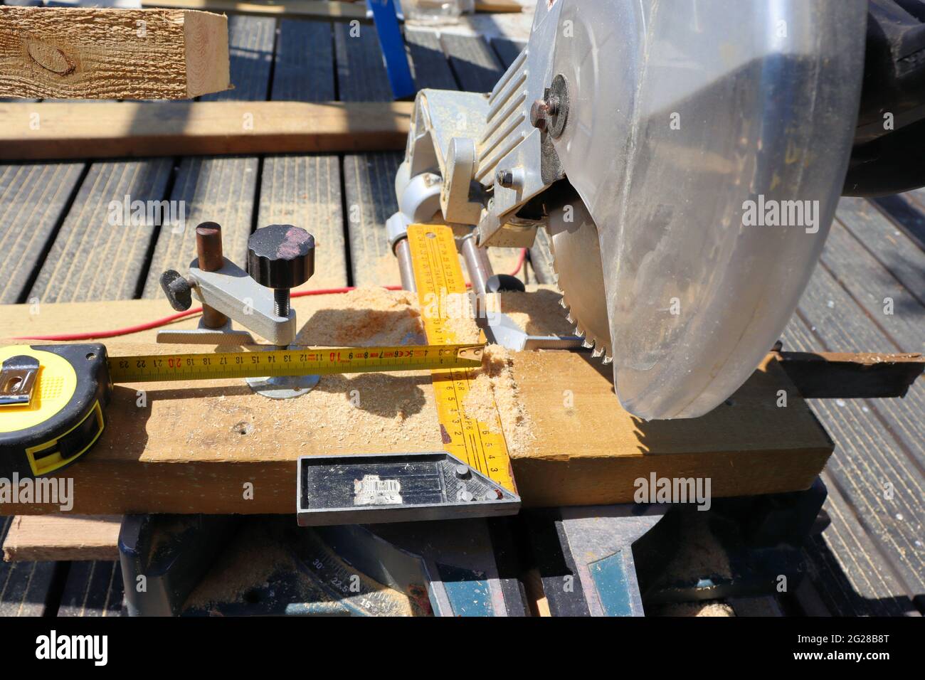Circular saw and other construction tool in the workplace Stock Photo ...