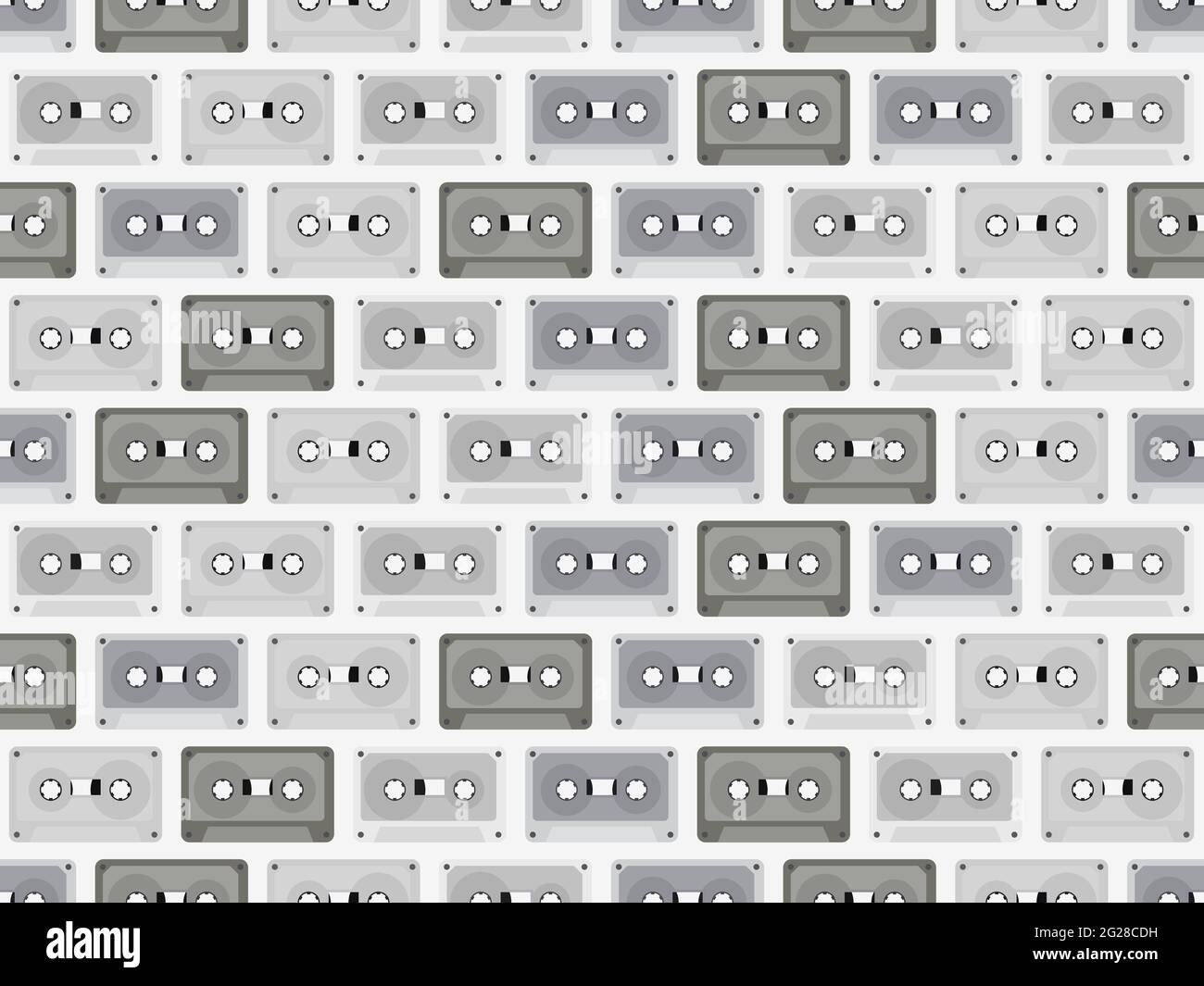 Audio cassettes black and white seamless pattern. Music cassettes for ...
