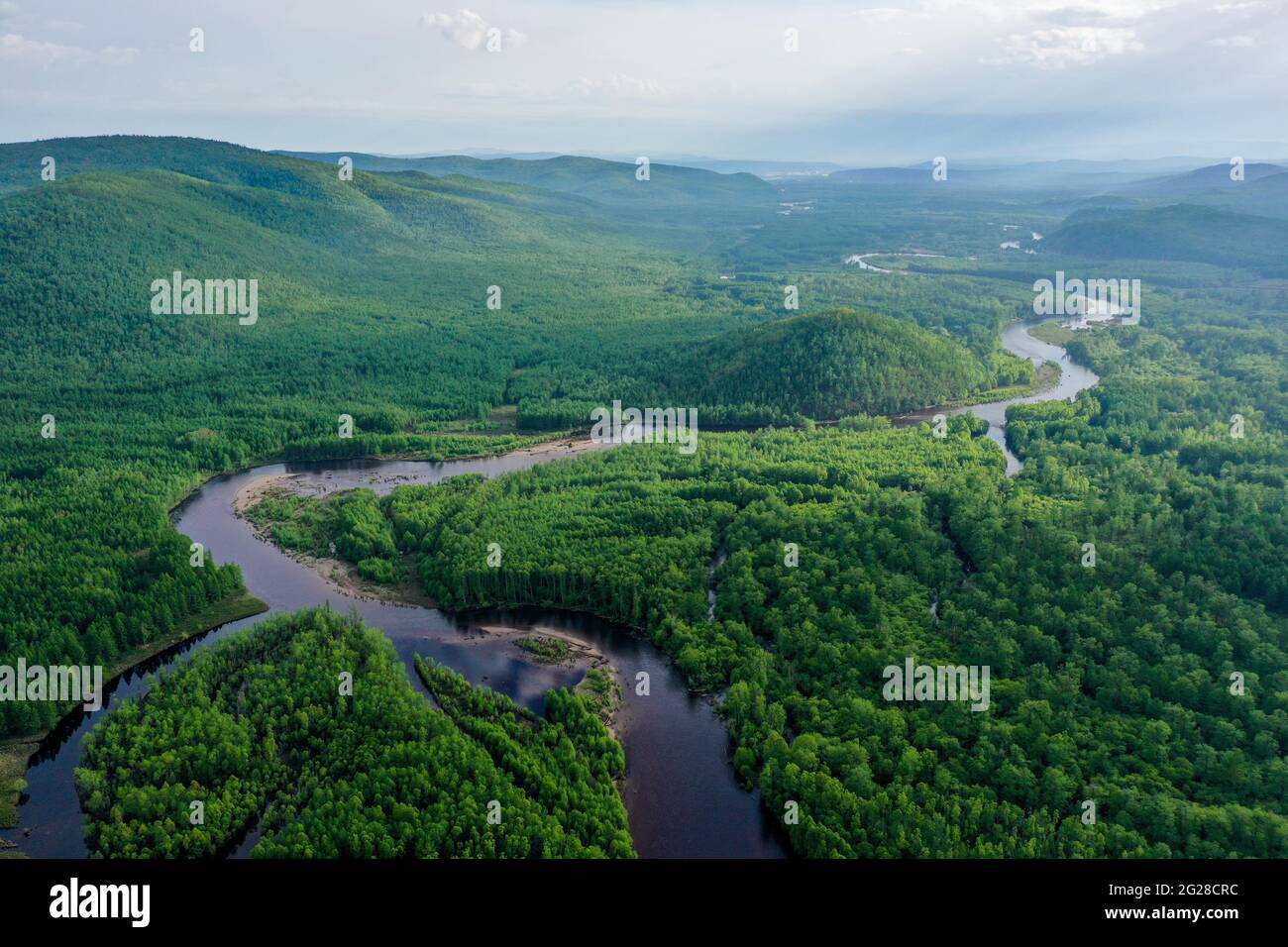 GENHE, June 9, 2021 (Xinhua) -- Aerial photo taken on June 8, 2021 ...