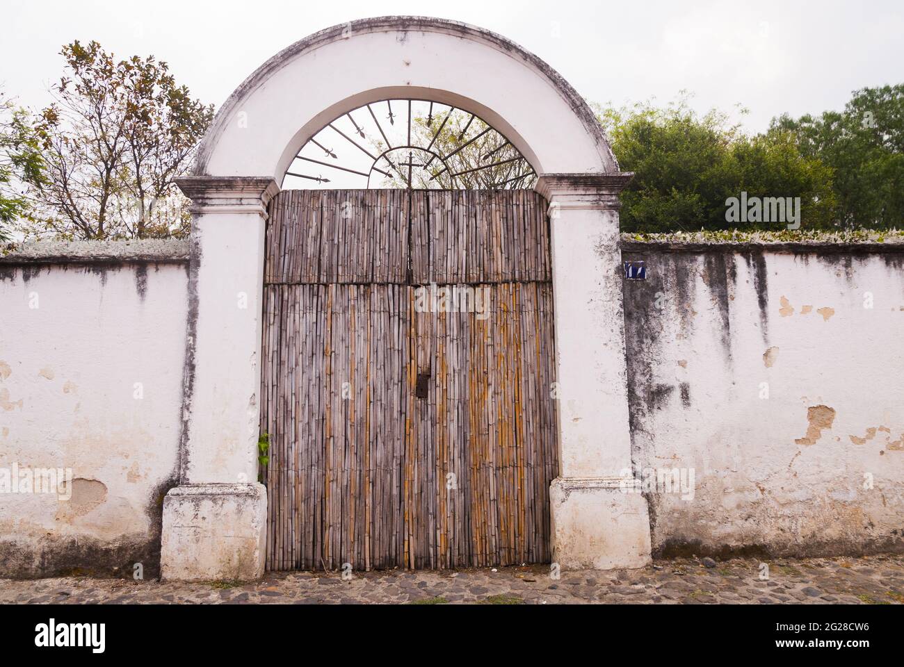 Gateway to a coffee farm in Guatemala, structure made of bamboo ...