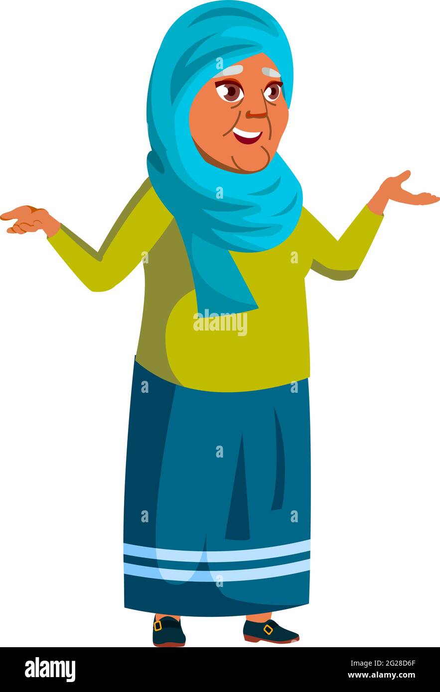 happy islamic elderly woman want to embracing family cartoon vector ...