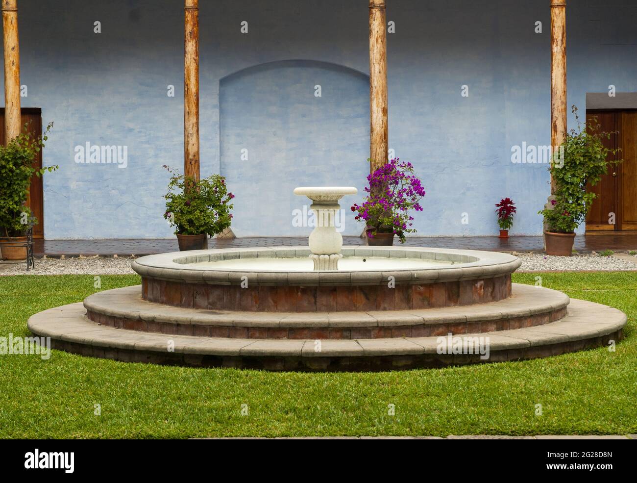 Colonial fountain inside a colonial house in La Antigua Guatemala ...