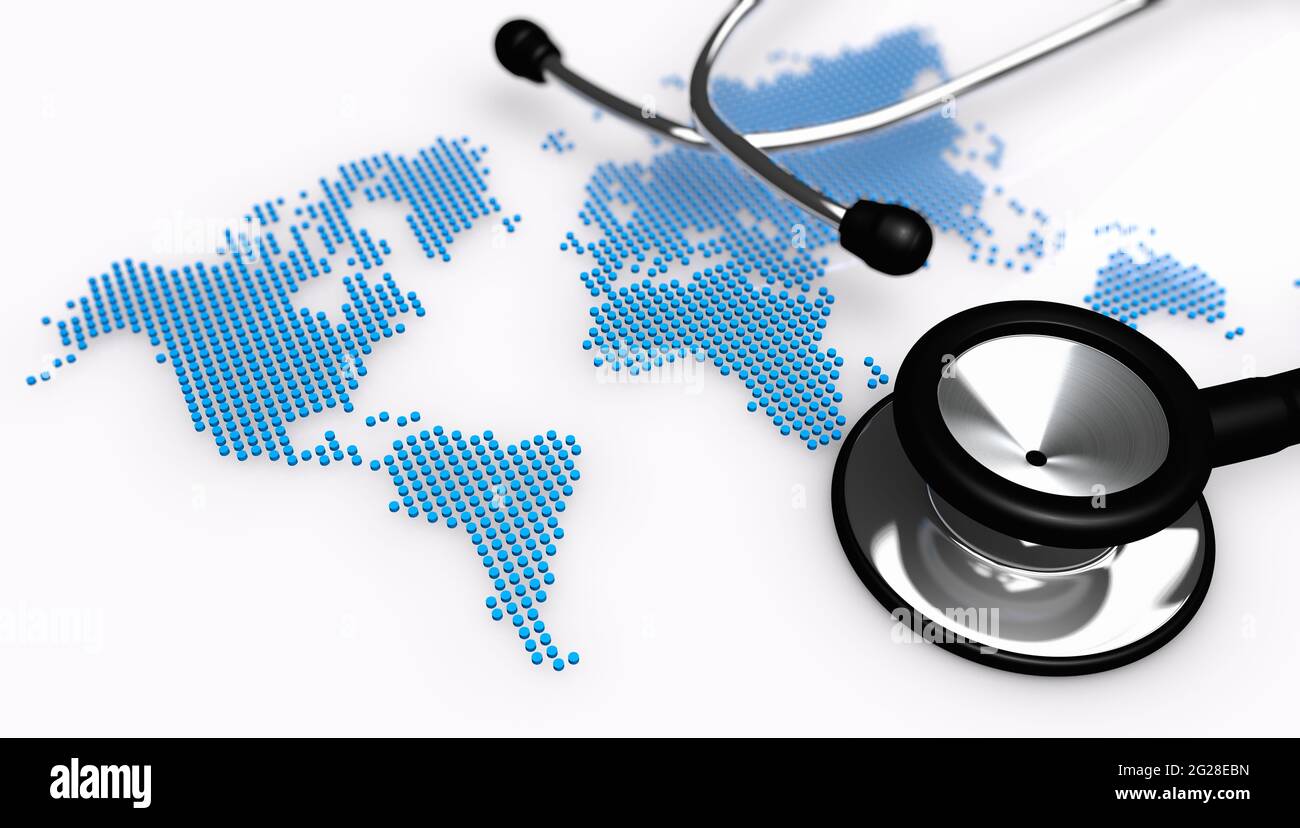 International health and global healthcare concept with a medical ...