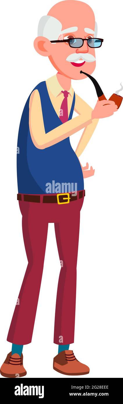 old man smoking smoke pipe cartoon vector Stock Vector Image & Art - Alamy