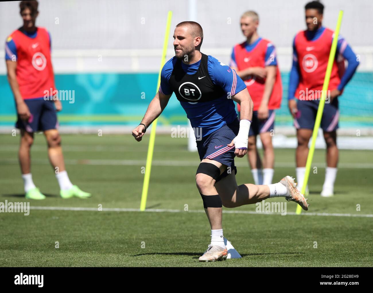 England's Luke Shaw during the training session at St George's Park ...