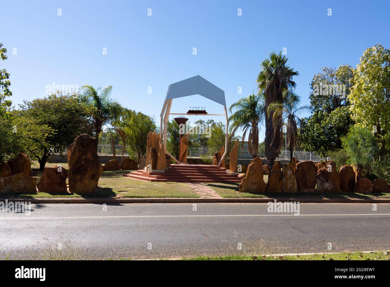 The crystal trumpeters monument at Jericho on the Capricorn Highway in ...
