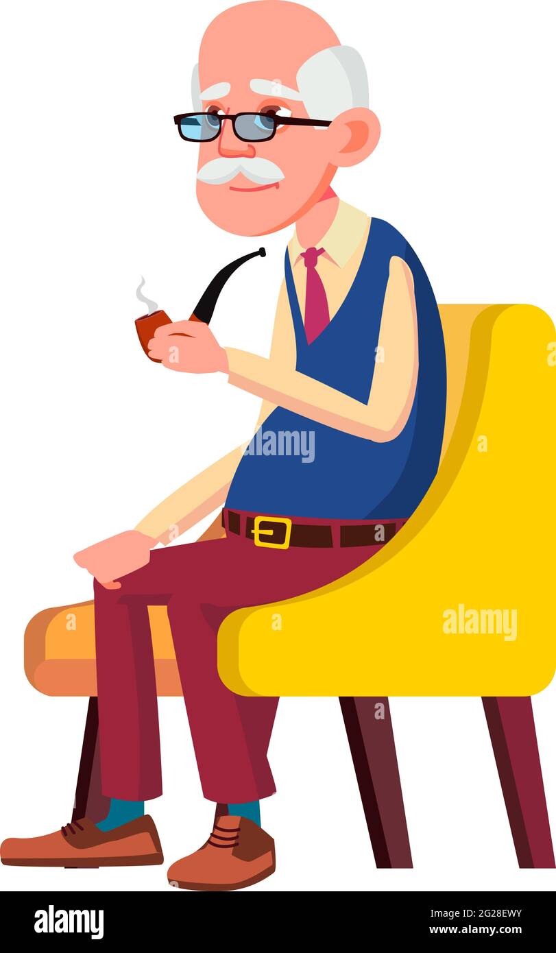 Old Man Sitting Cartoon