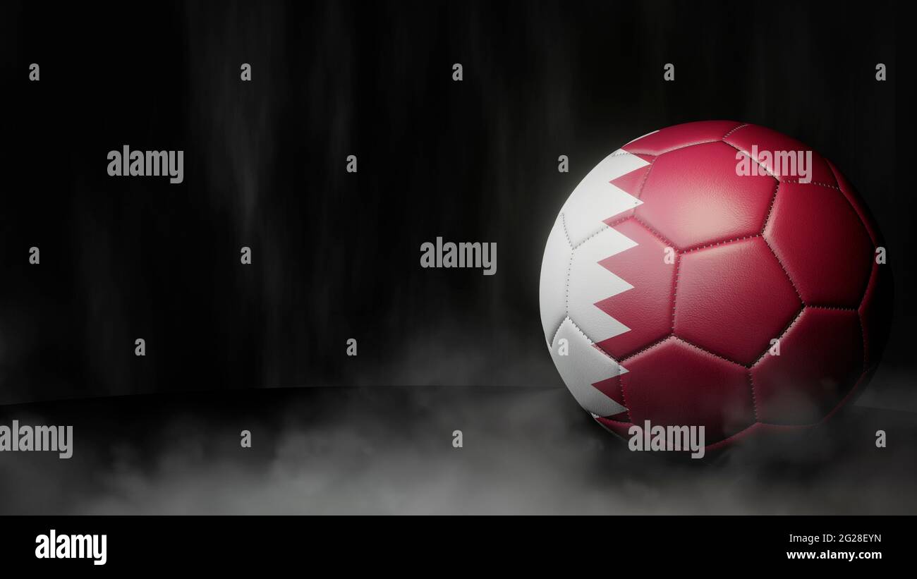 Soccer ball in flag colors on a dark abstract background. Qatar. 3D ...