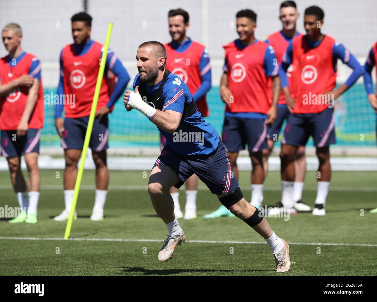 England's Luke Shaw during the training session at St George's Park ...