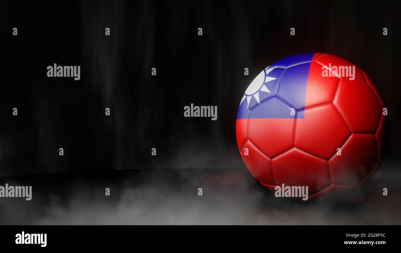Soccer ball in flag colors on a dark abstract background. Taiwan. 3D ...