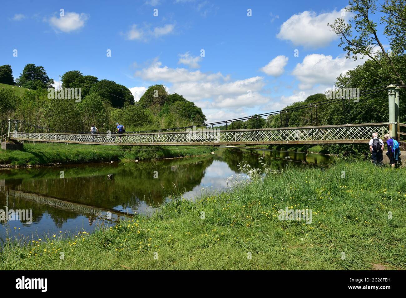 Suspension Bridge on the river Wharfe between Burnsall and Grassington ...