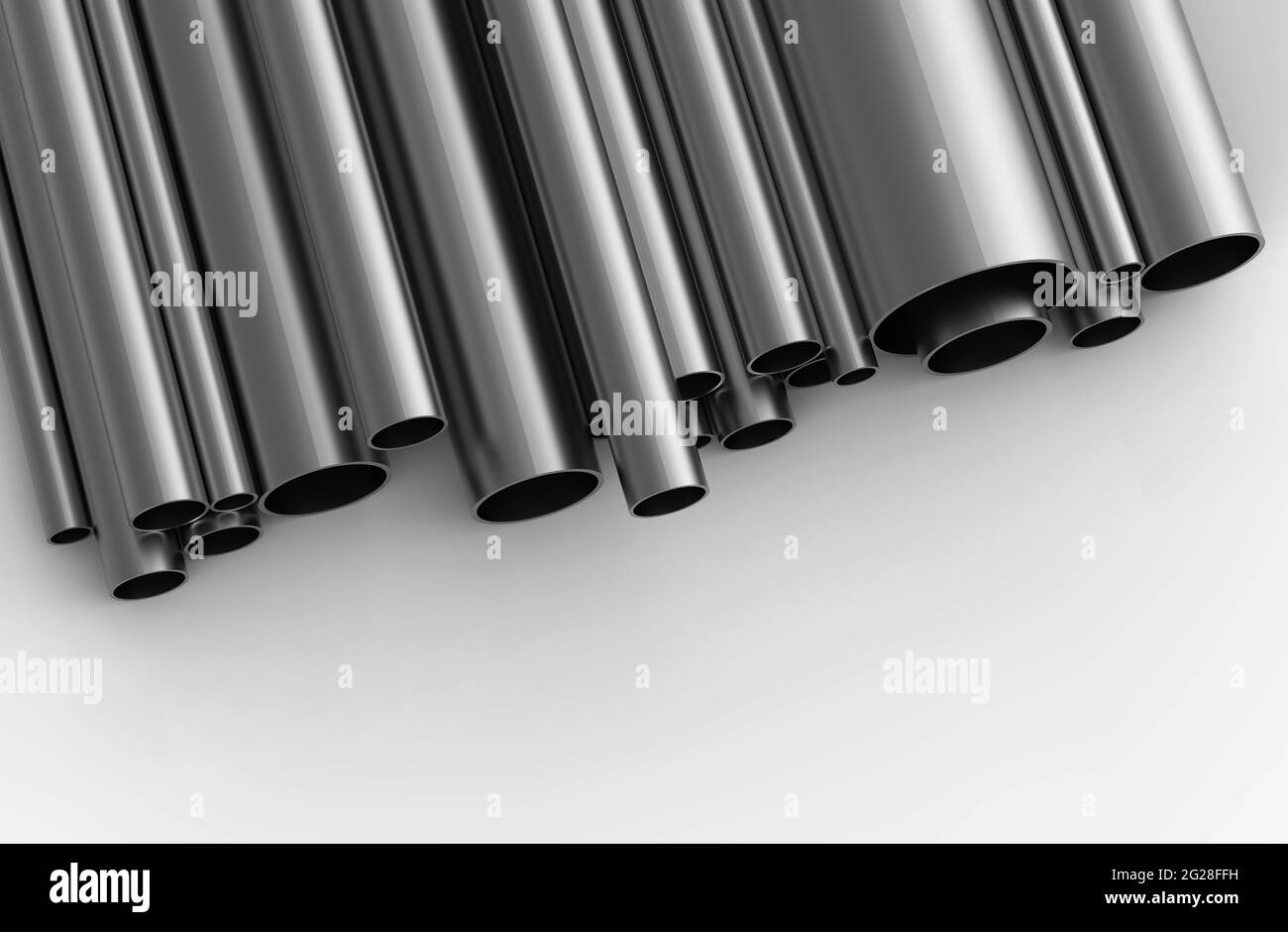 Silver pipes isolated on white background. 3D rendering Stock Photo - Alamy