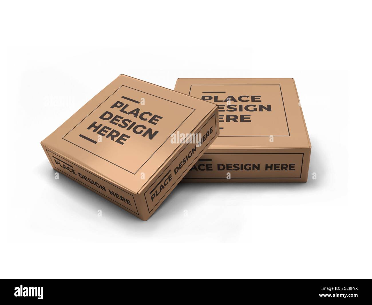 Small Square Box Packaging 3D Illustration Mockup Scene on Isolated ...