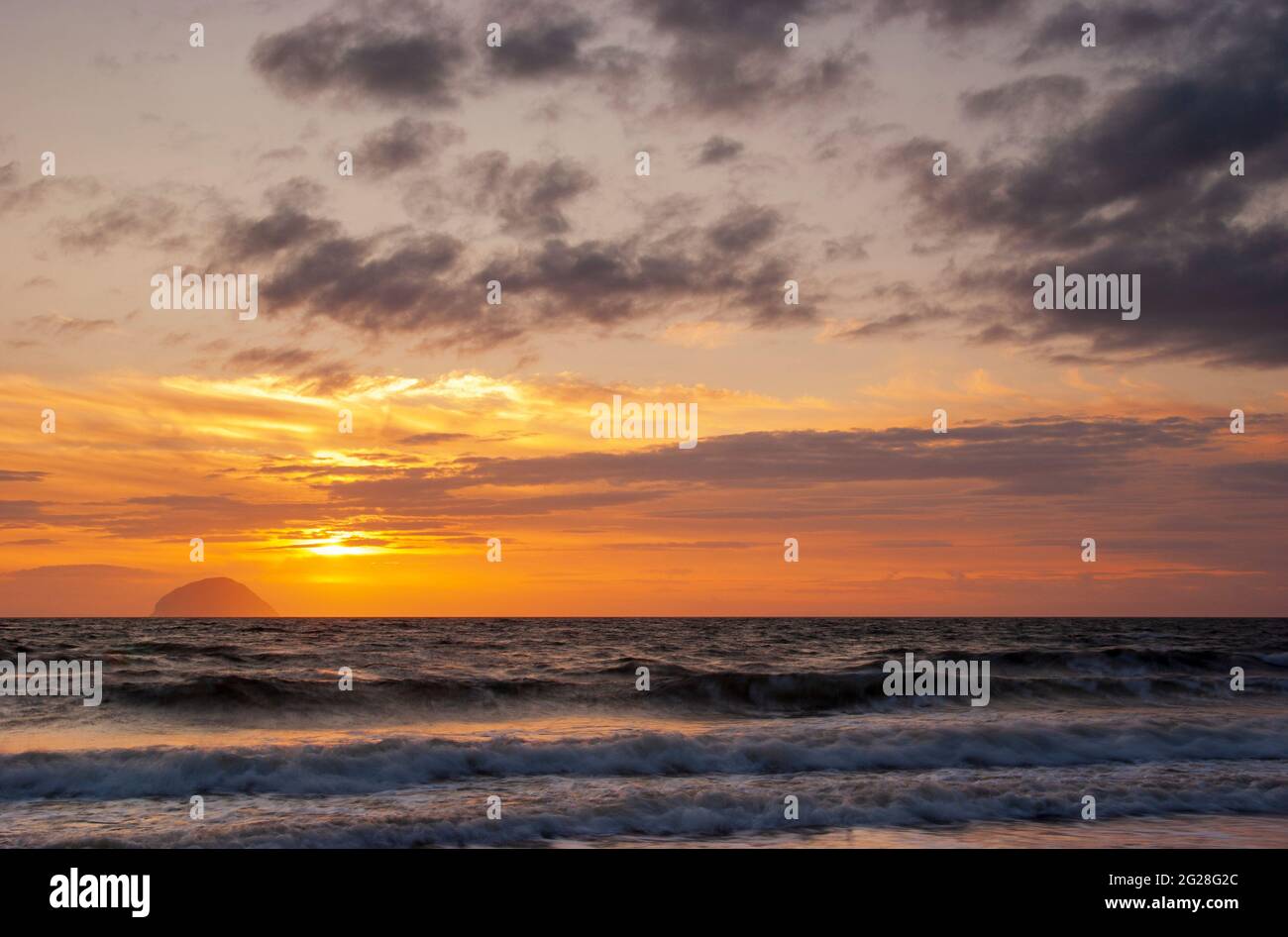 A stunning sunset at Lendalfoot on the south Ayrshire coast with Ailsa ...