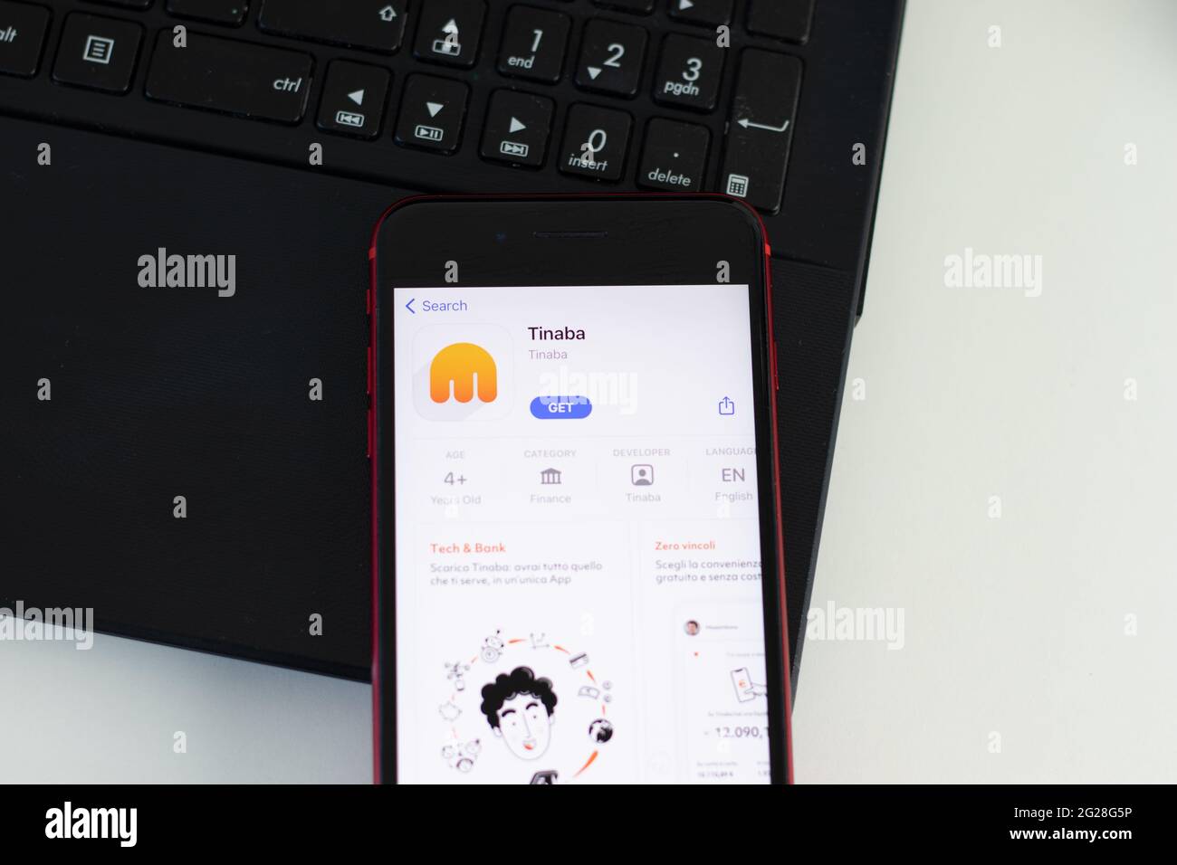 New York, USA - 1 June 2021: Tinaba mobile app logo on phone screen ...