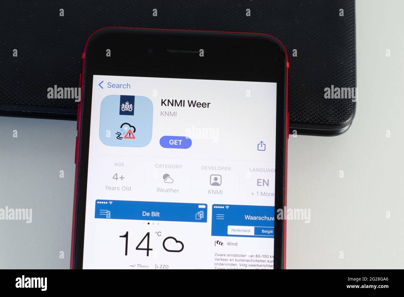 New York, USA - 1 June 2021: KNMI Weer mobile app logo on phone screen ...