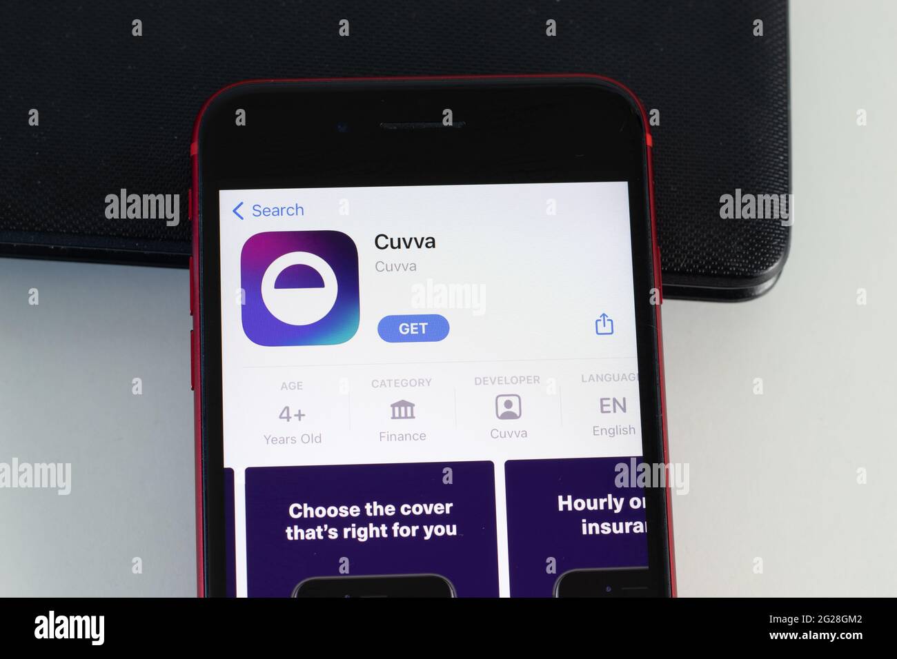 New York, USA - 1 June 2021: Cuvva mobile app logo on phone screen ...