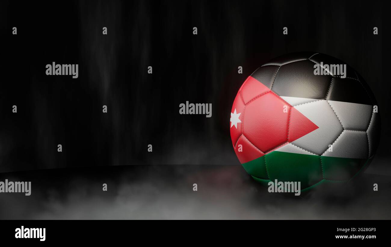 Soccer ball in flag colors on a dark abstract background. Jordan. 3D ...