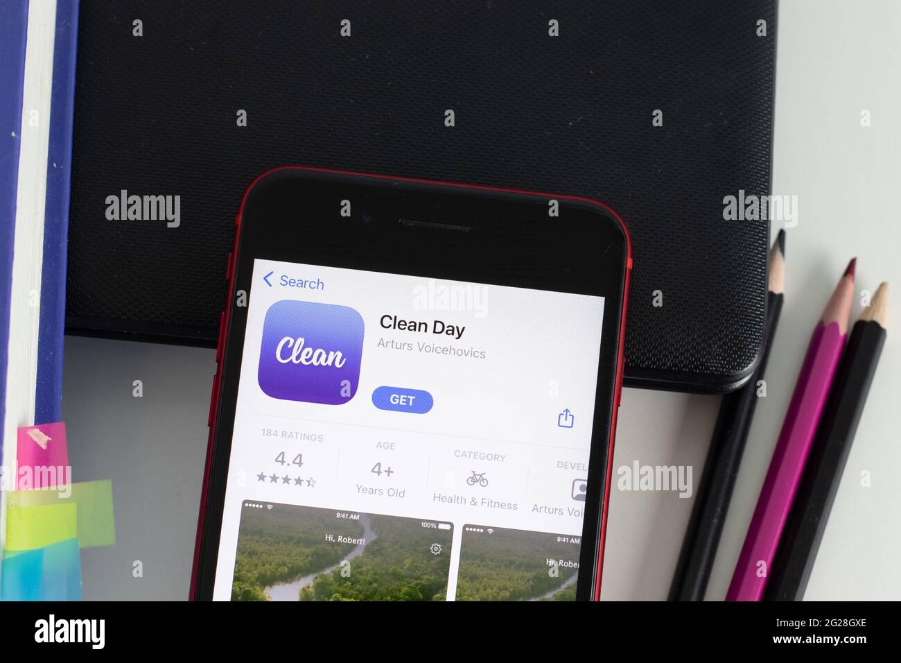 New York, USA - 1 June 2021: Clean Day mobile app logo on phone screen ...