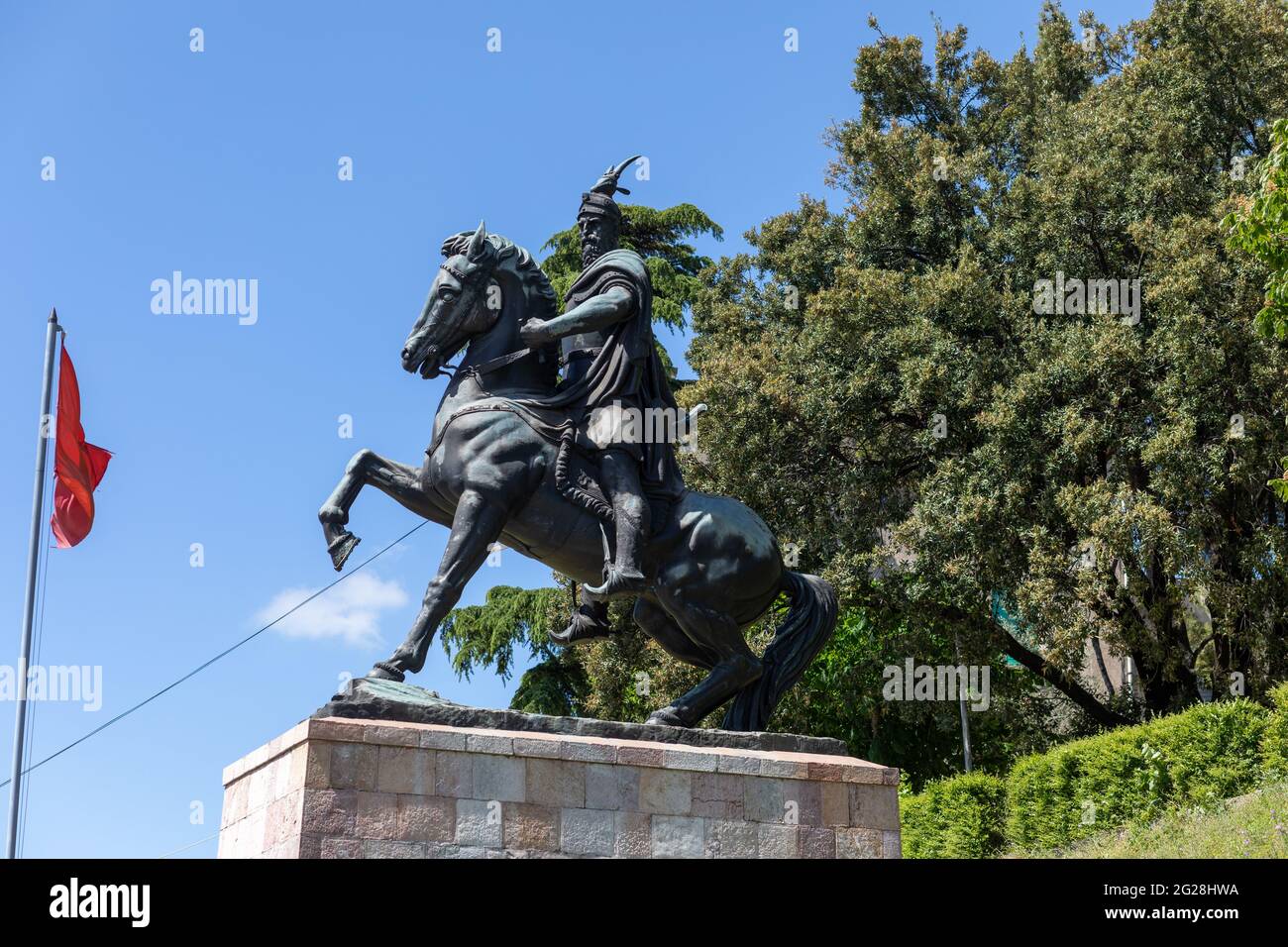 Kruja, Kroja, Kruja, Kruj, Krujë - Skenderbeg statue on horse in town ...