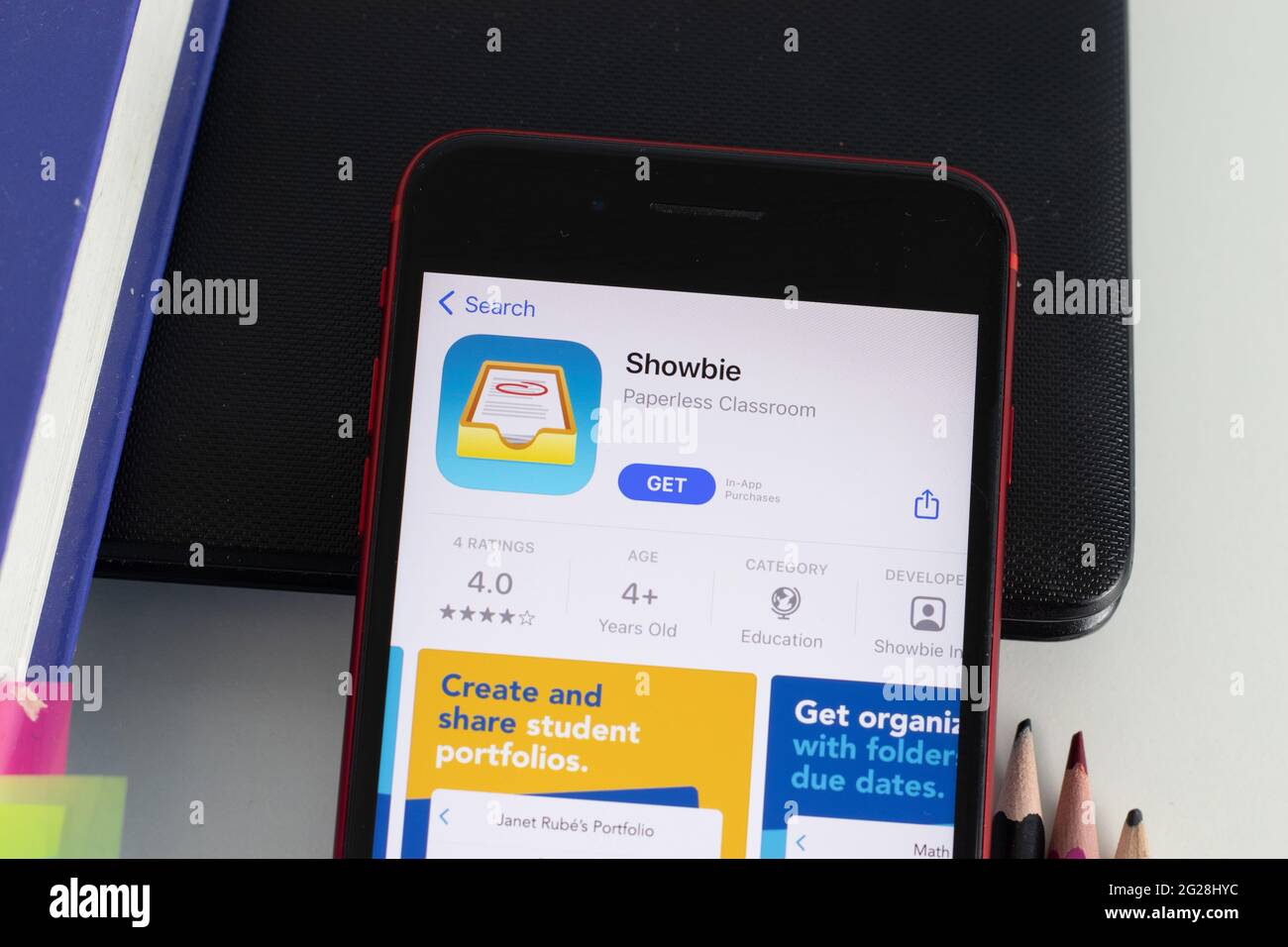 New York, USA - 1 June 2021: Showbie mobile app logo on phone screen ...