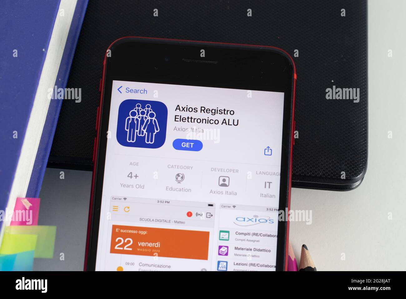 New York, USA - 1 June 2021: Axios Registro Elettronico ALU mobile app ...