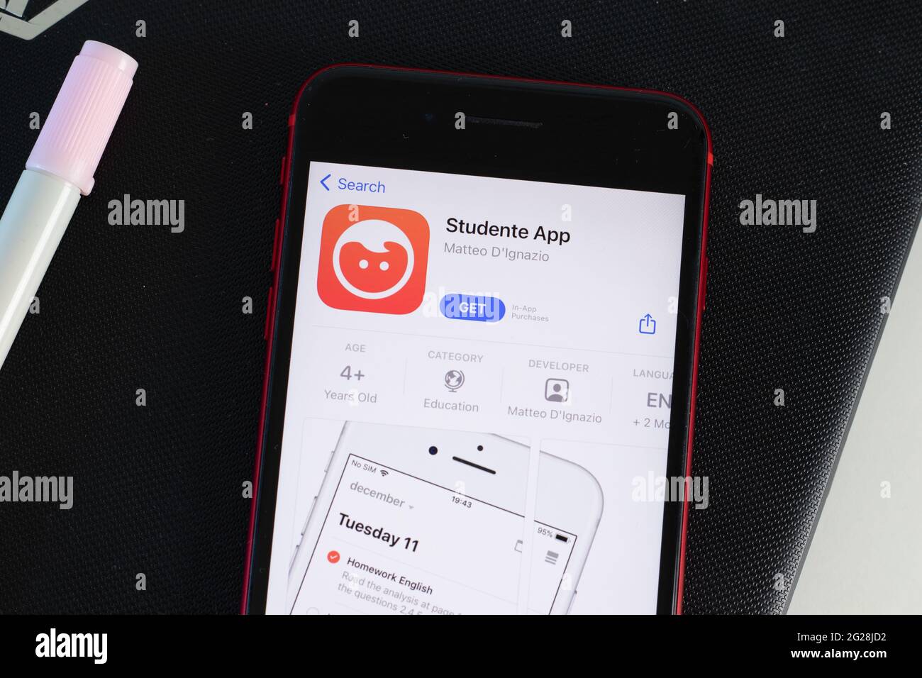 New York, USA - 1 June 2021: Studente mobile app logo on phone screen ...