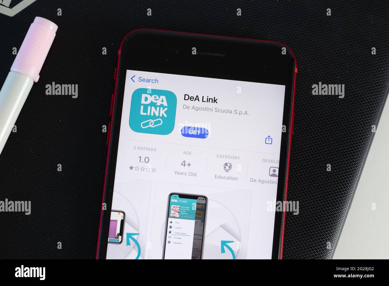 New York, USA - 1 June 2021: DeA Link mobile app logo on phone screen ...