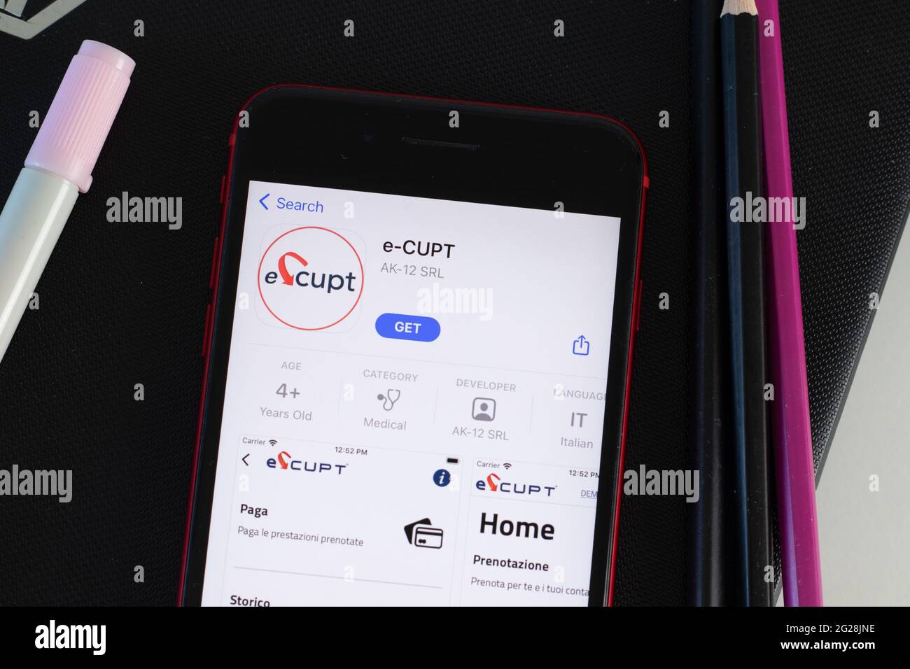 New York, USA - 1 June 2021: e-CUPT mobile app logo on phone screen ...