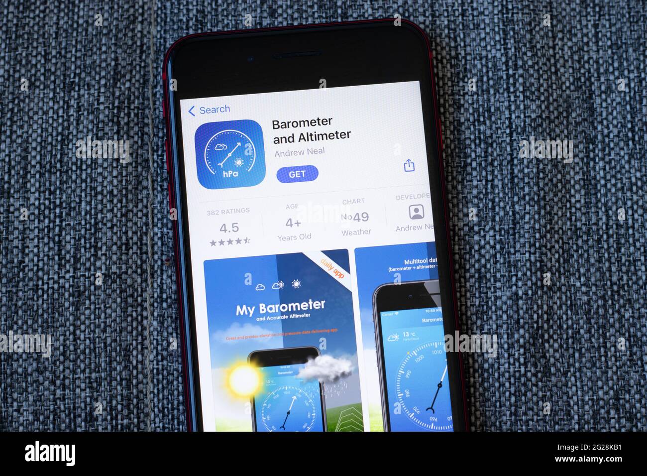 New York, USA - 1 June 2021: Barometer and Altimeter mobile app logo on ...