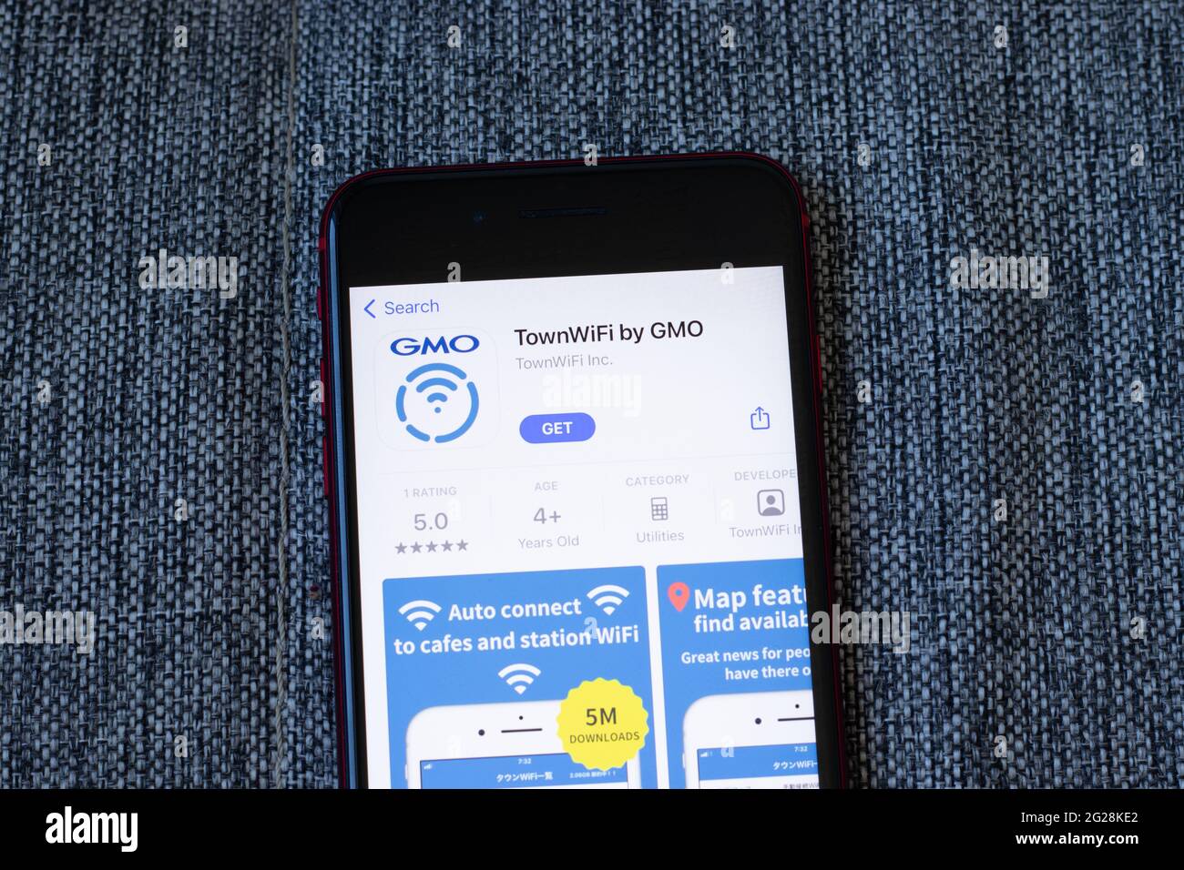 New York, USA - 1 June 2021: TownWiFi by GMO mobile app logo on phone ...