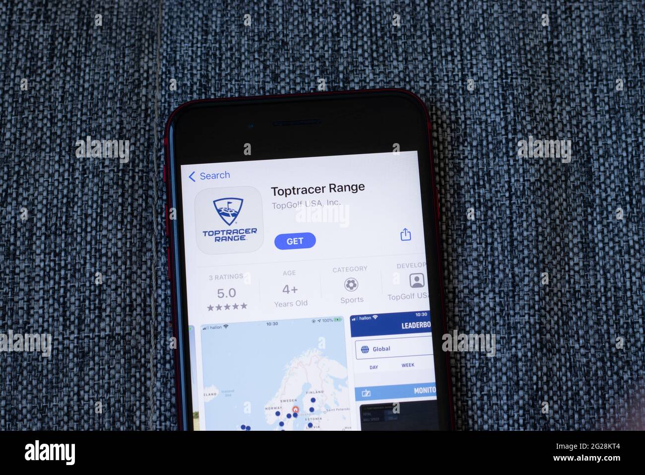 New York, USA - 1 June 2021: Toptracer Range mobile app logo on phone ...