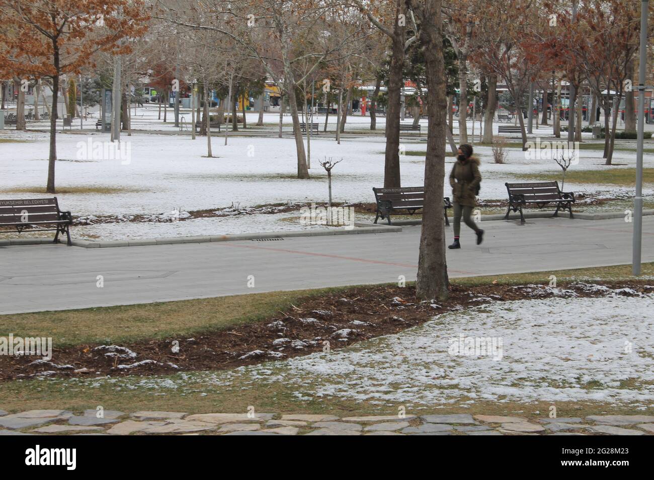 Snowy walk in the park hi-res stock photography and images - Alamy