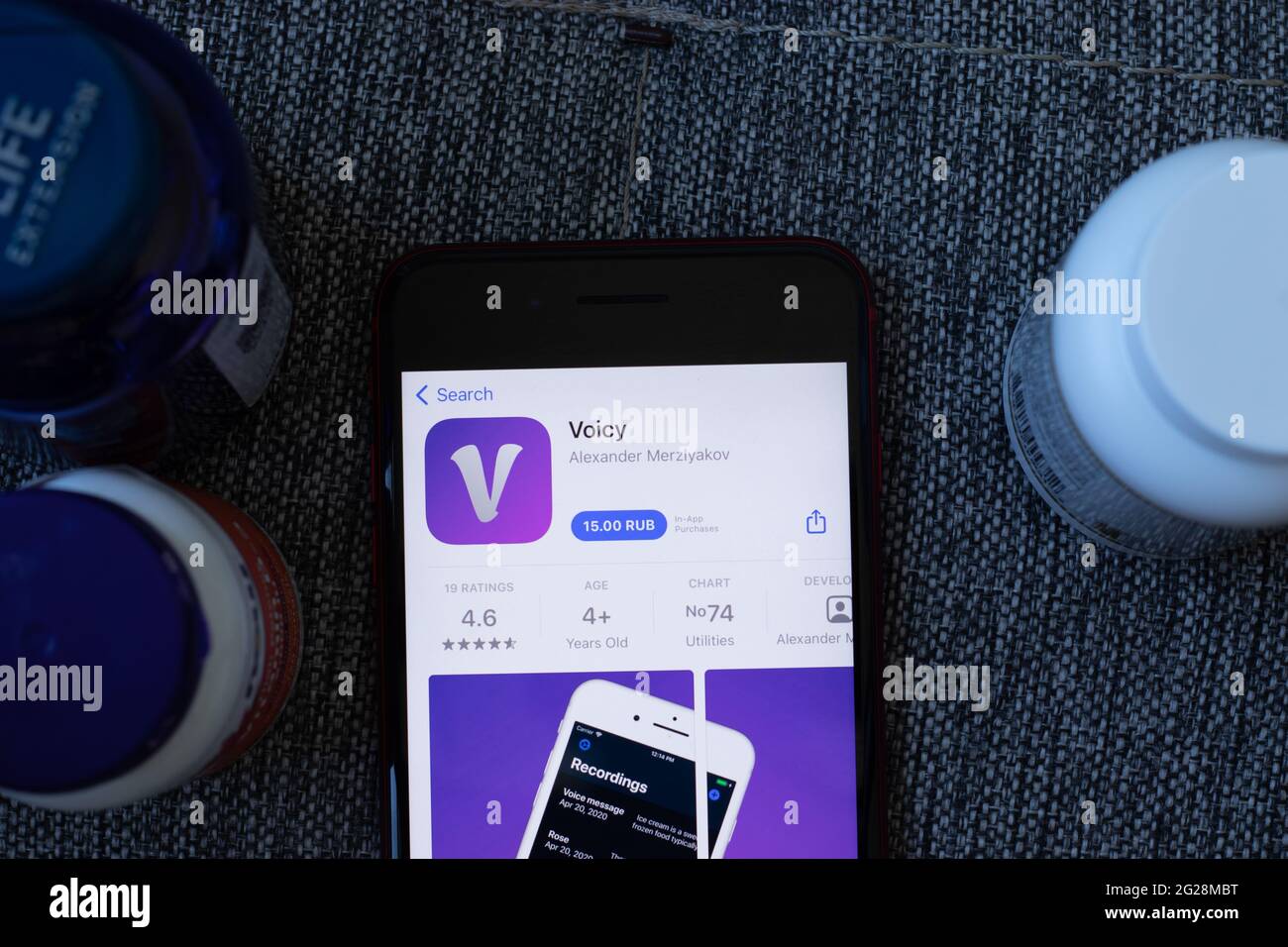 New York, USA - 1 June 2021: Voicy mobile app logo on phone screen ...