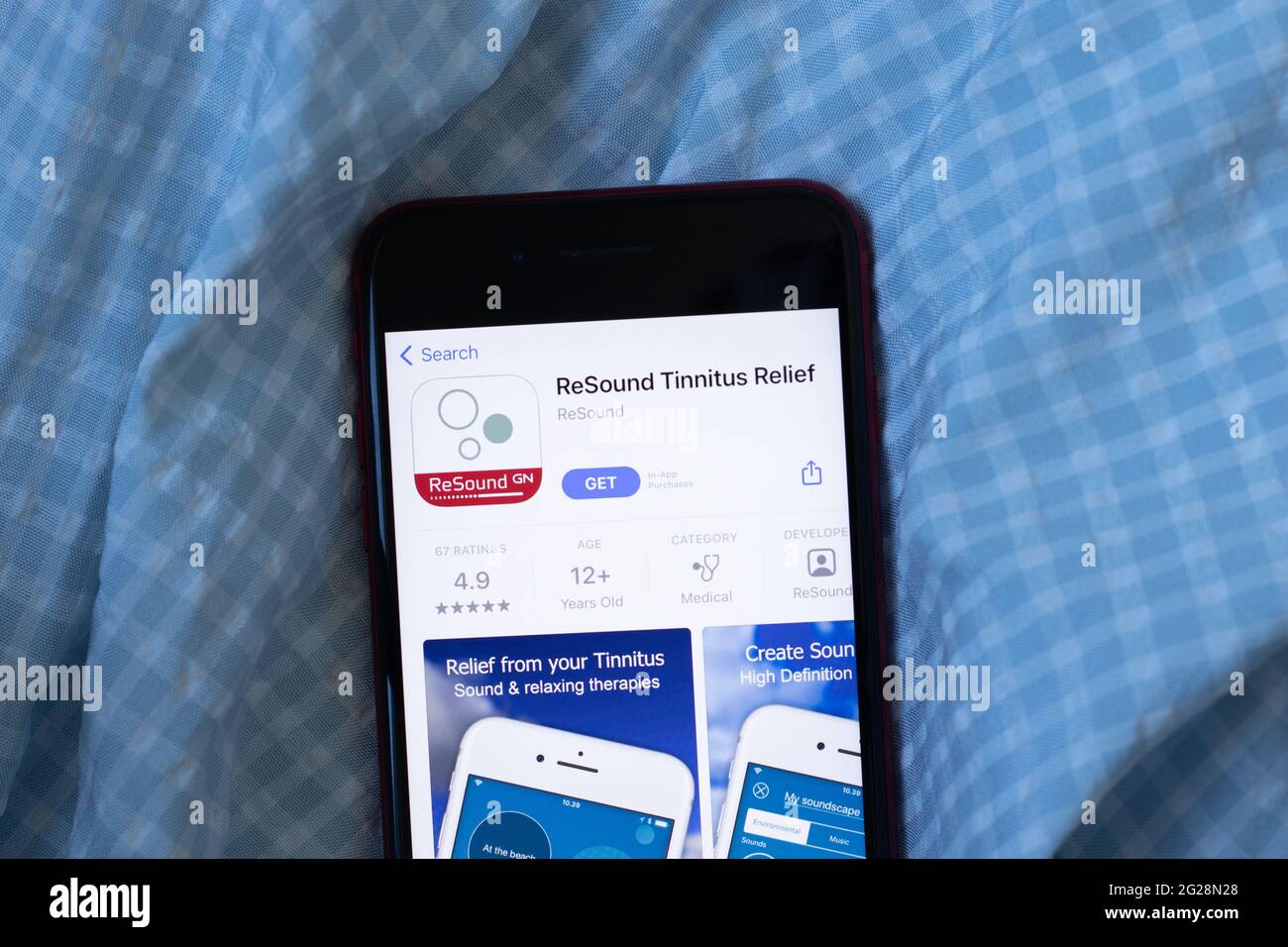 New York, USA - 1 June 2021: ReSound Tinnitus Relief mobile app logo on ...