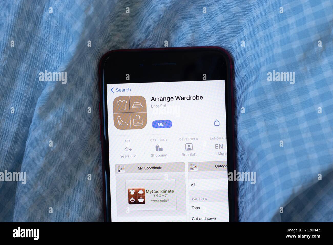 New York, USA - 1 June 2021: Arrange Wardrobe mobile app logo on phone ...