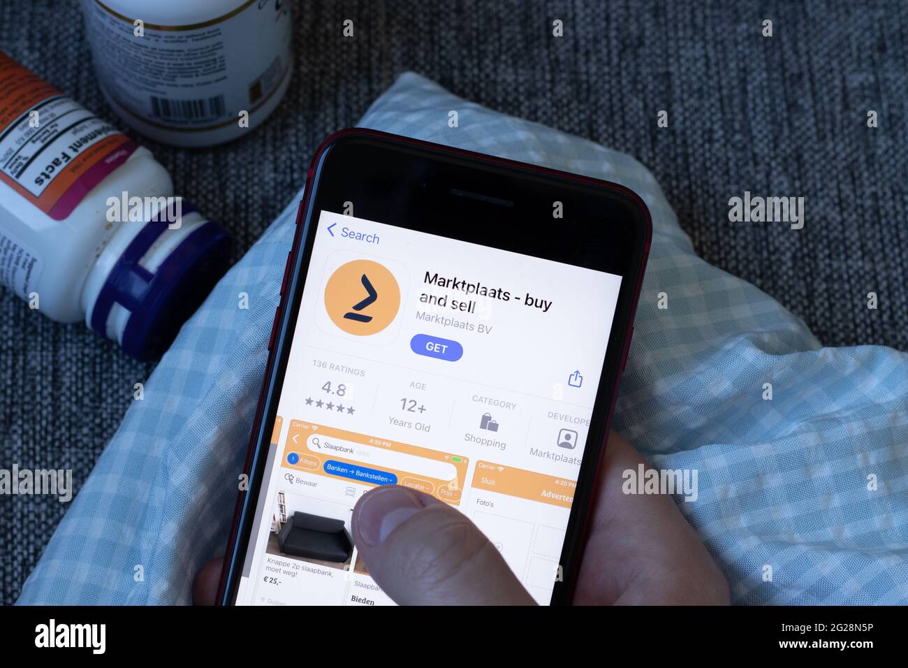 New York, USA - 1 June 2021: Marktplaats mobile app logo on phone ...