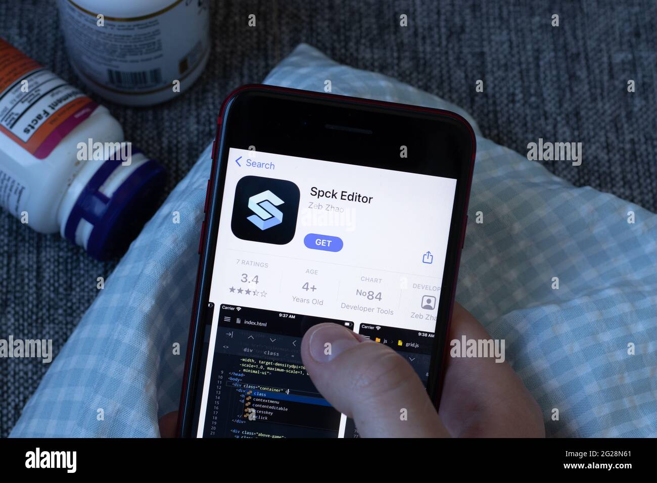 New York, USA - 1 June 2021: Spck Editor mobile app logo on phone screen, close-up icon ...