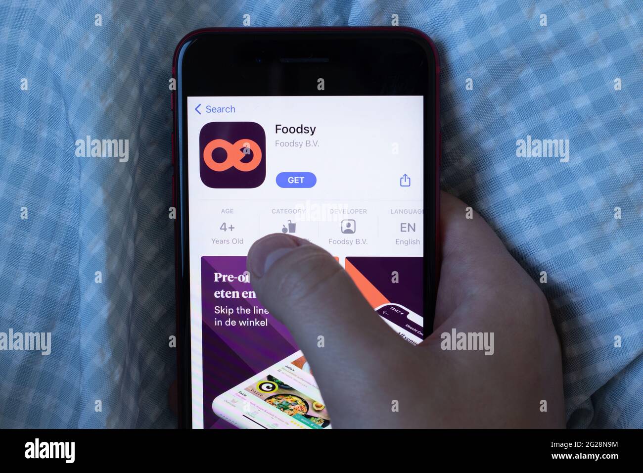 New York, USA - 1 June 2021: Foodsy mobile app logo on phone screen, close-up icon, Illustrative ...