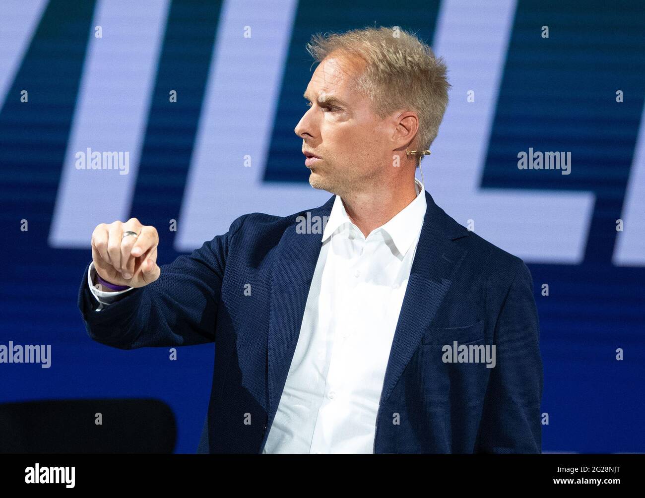 Ismaning, Germany. 08th June, 2021. Jan Henkel, presenter, stands in a ...