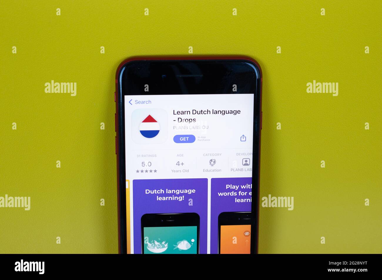New York, USA - 1 June 2021: Learn Dutch language - Drops mobile app ...