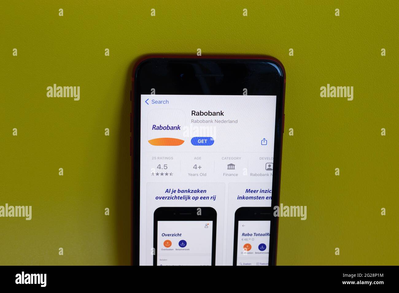 New York, USA - 1 June 2021: Rabobank mobile app logo on phone screen ...