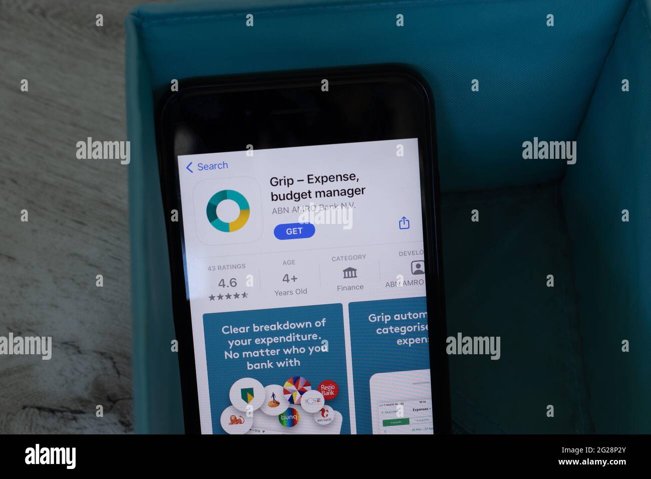 New York, USA - 1 June 2021: Grip mobile app logo on phone screen ...